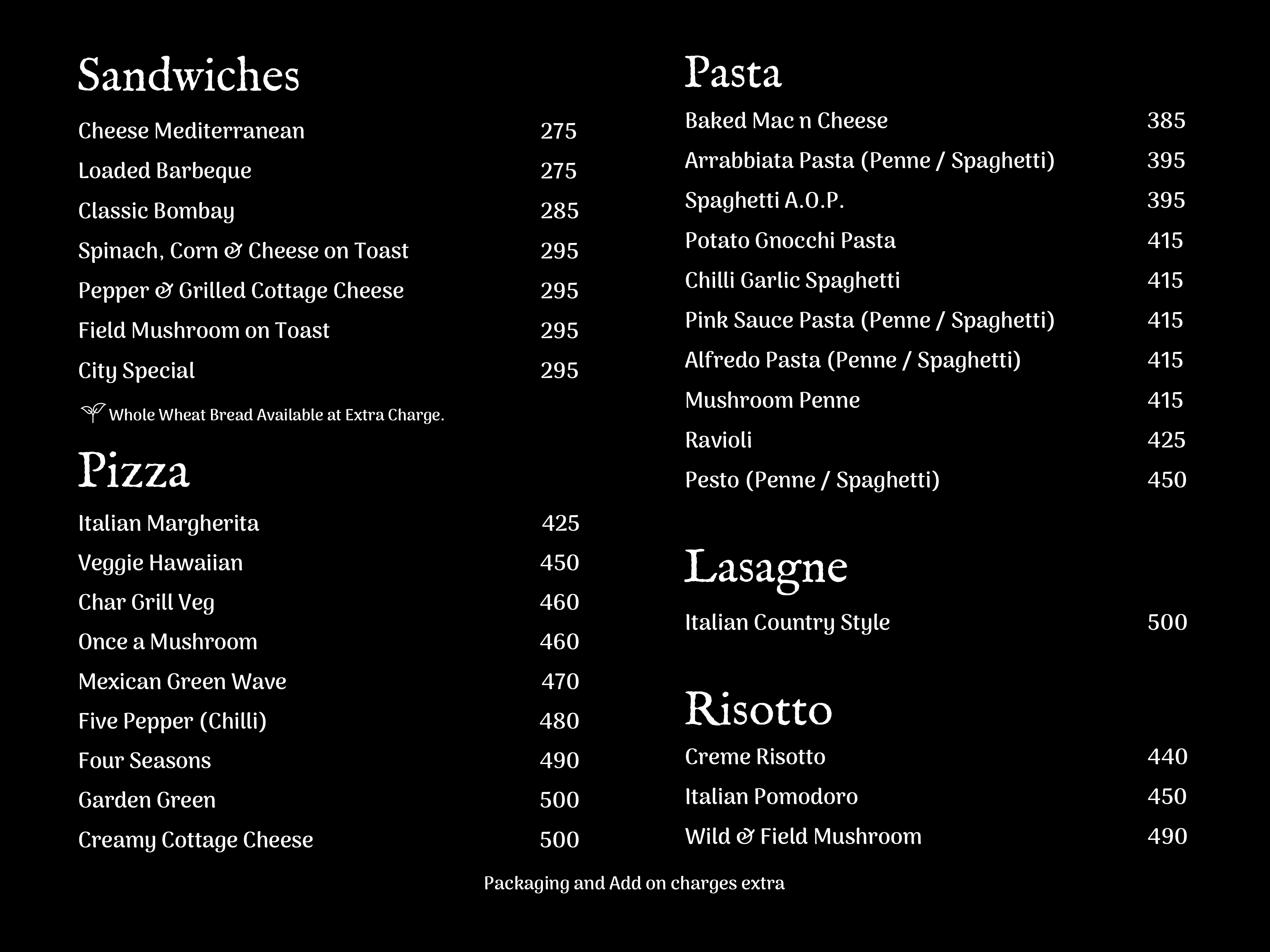 Menu | Cafe Chapter One