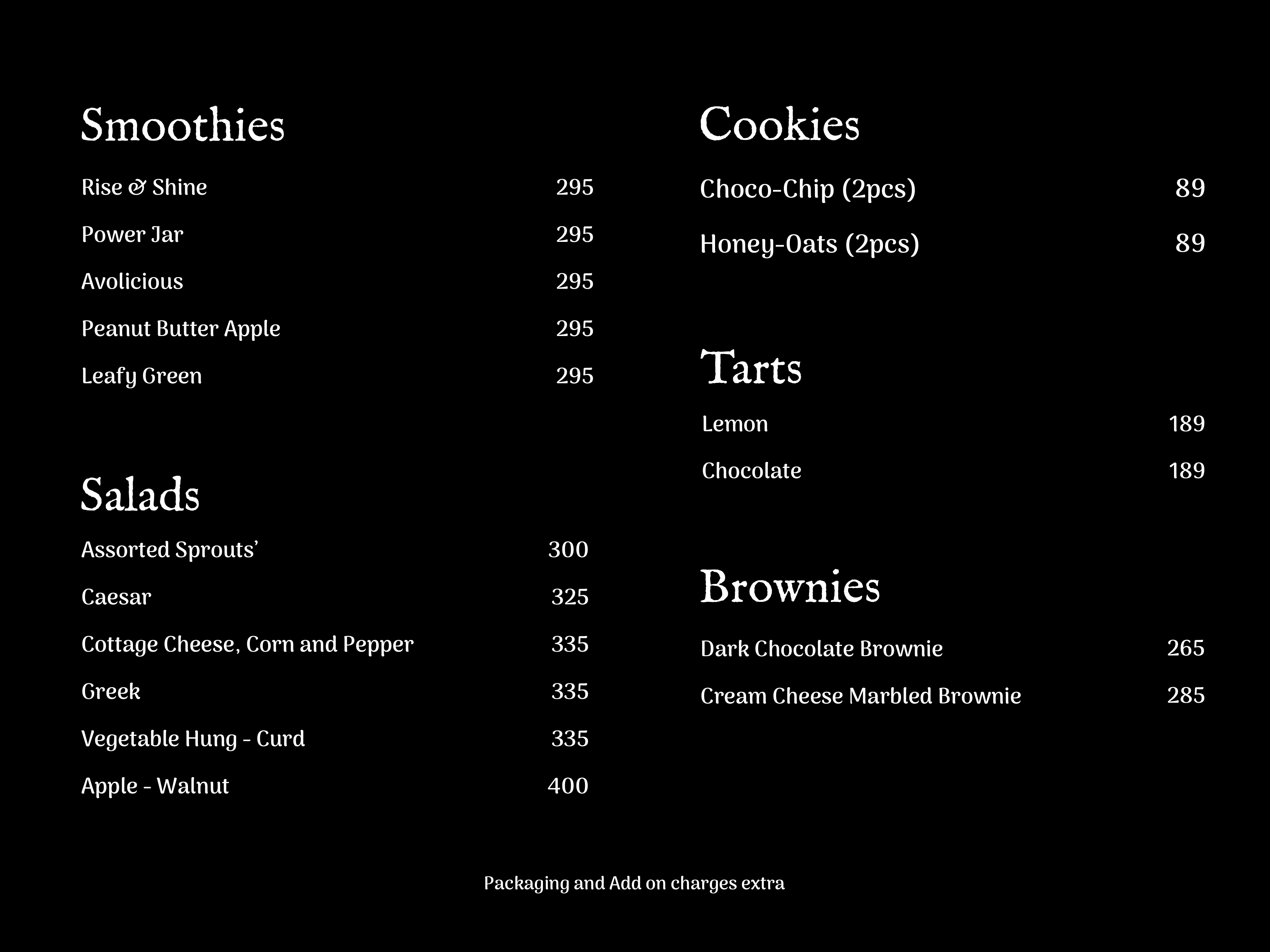 Menu | Cafe Chapter One